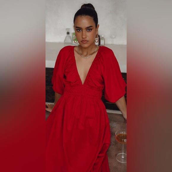 ELF | Dresses | Elf Bold Red Long Sleeve Dress | Poshmark